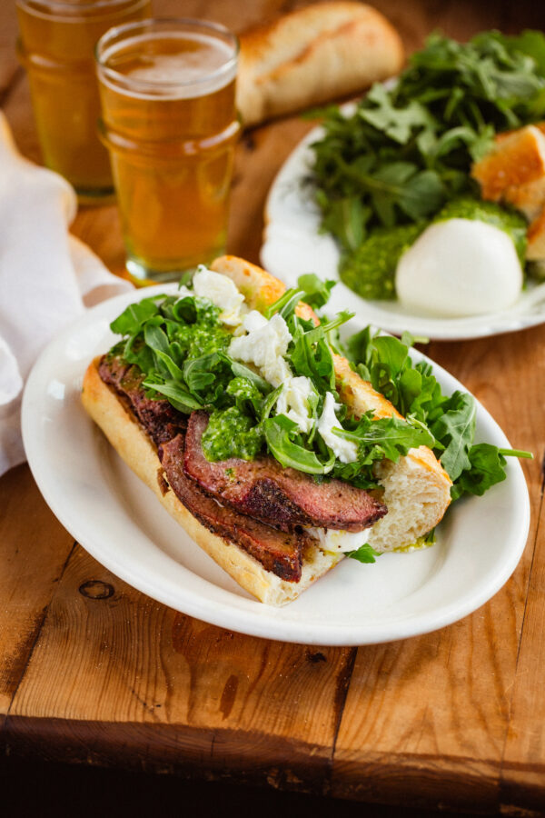 Wood-Fired Lamb Sandwich with Pesto & Burrata- Rustic Joyful Food