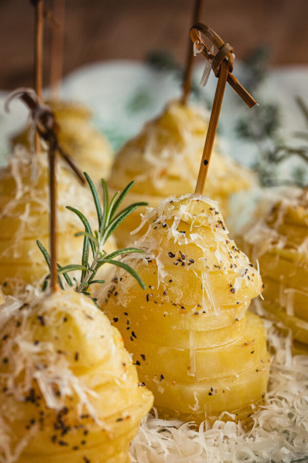 Roasted Idaho Potato Trees with Loads of Cheesy Snow - Rustic Joyful Food